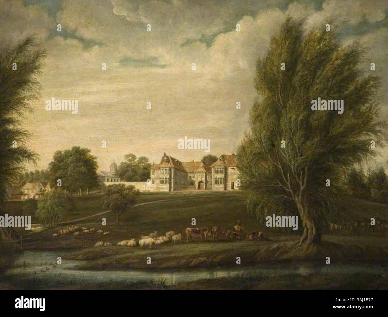 This landscape painting, created between 1750 and 1800, depicts ...