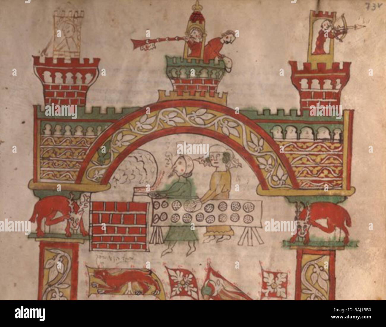 This illustration from the Hammelburg Mahzor (1348) depicts Mattityahu ...