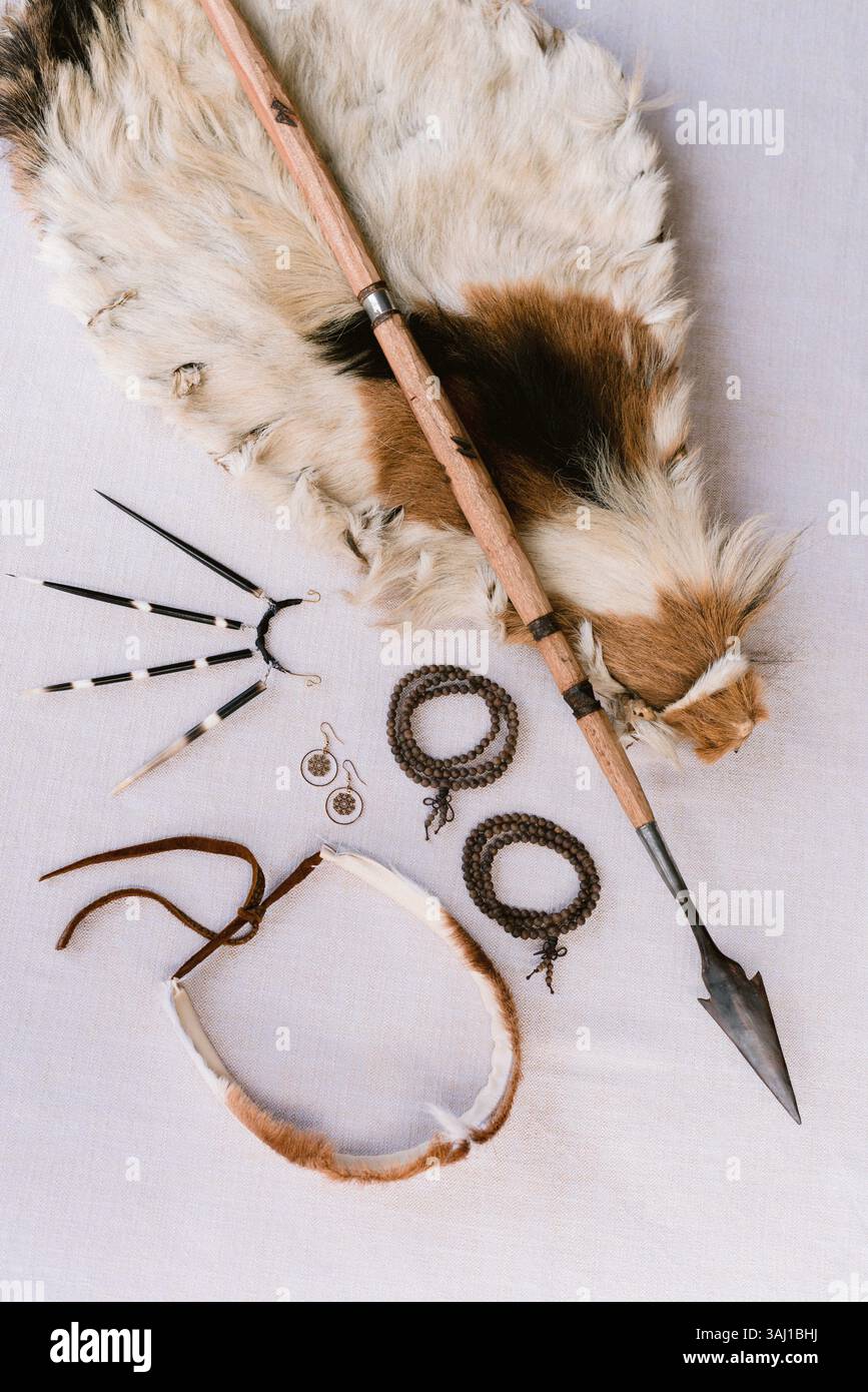 African Zulu Cowhide Shield With Spear Stock Photo - Alamy