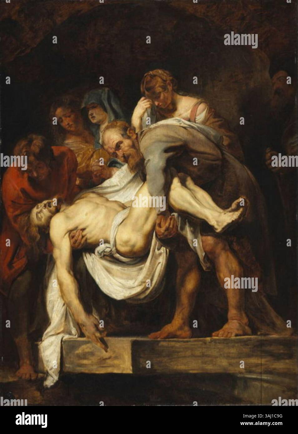 Peter Paul Rubens' The Entombment of Christ, created between 1612-1614, depicts the burial of ...