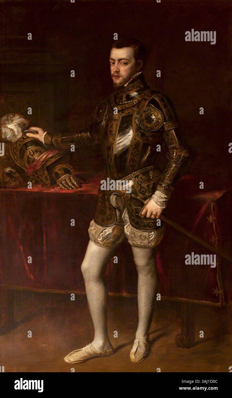 This painting by Edwin Long, a copy after Titian, depicts Philip II of ...