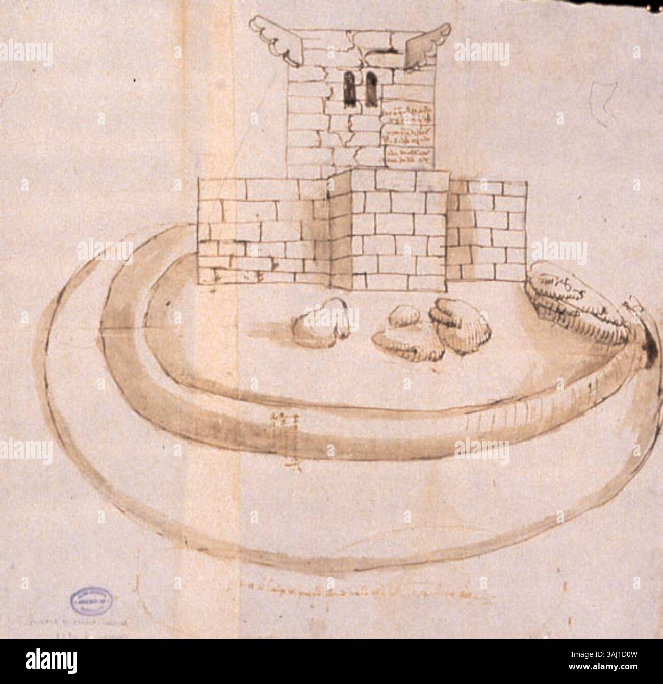 This elevation of the posterior facade of the Castle of San Paio de ...