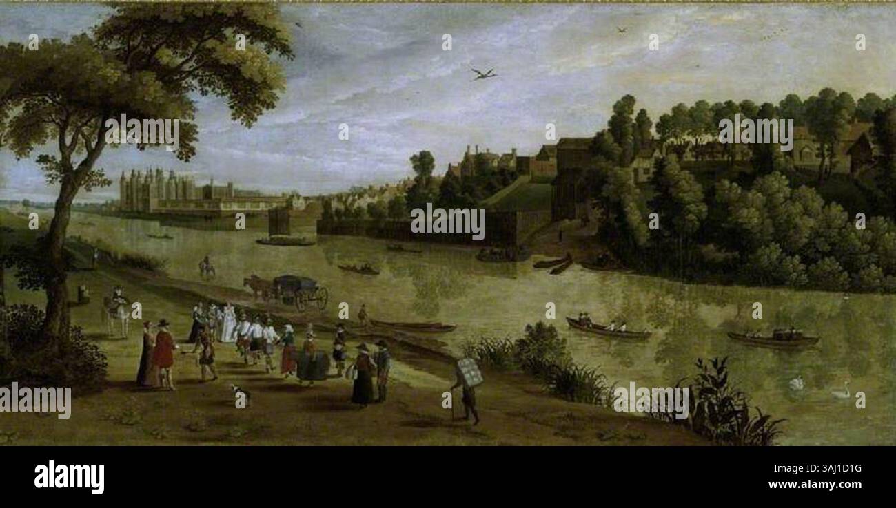 This 1620s oil painting from the Flemish School depicts the Thames ...