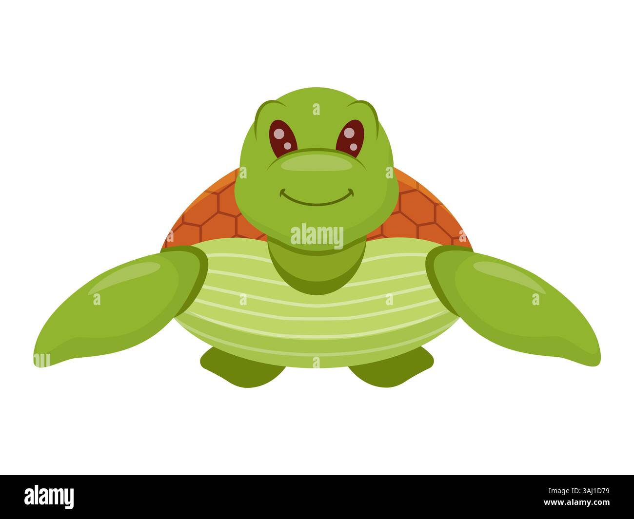 Cartoon sea turtle with a cheerful smile. Flat design. Perfect for ...