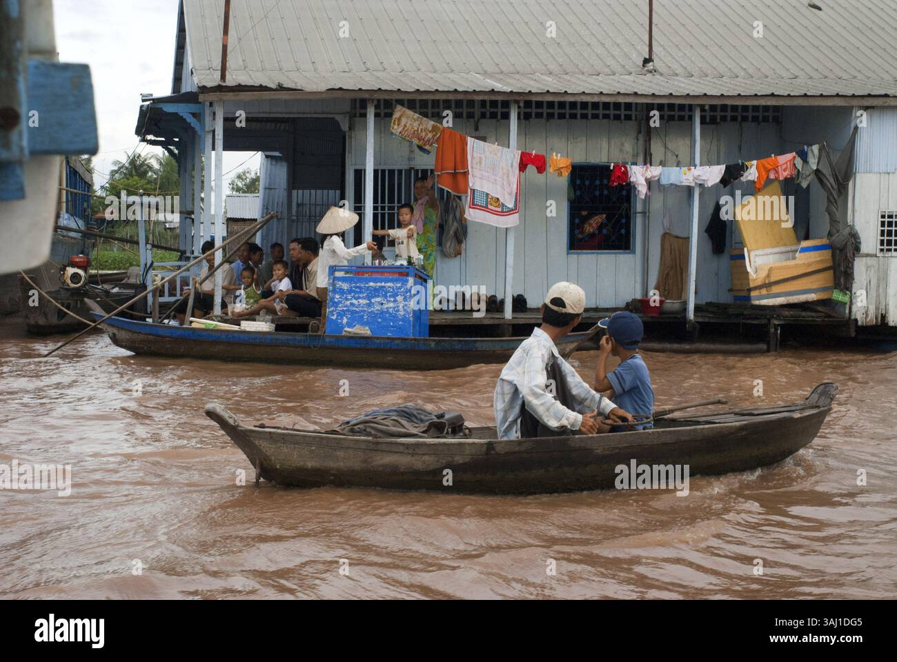 August 21, 2007 - Vietnam - Houses of the fish farm. Phong Dien, Mekong ...