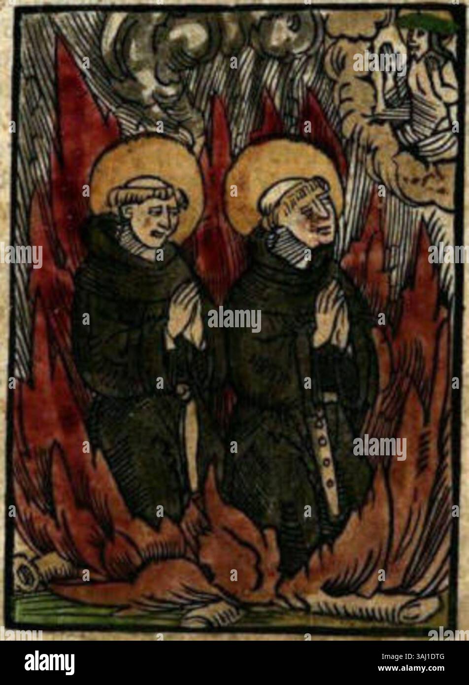 This cropped woodcut from around 1523 shows the execution of Voes and ...