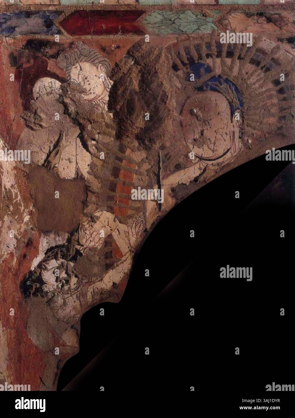 The left wall of Cave 69, painted in the 7th century, contains murals ...