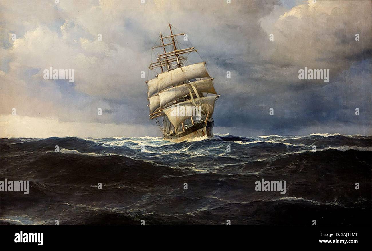 This 19th-century American School seascape features a maritime scene ...