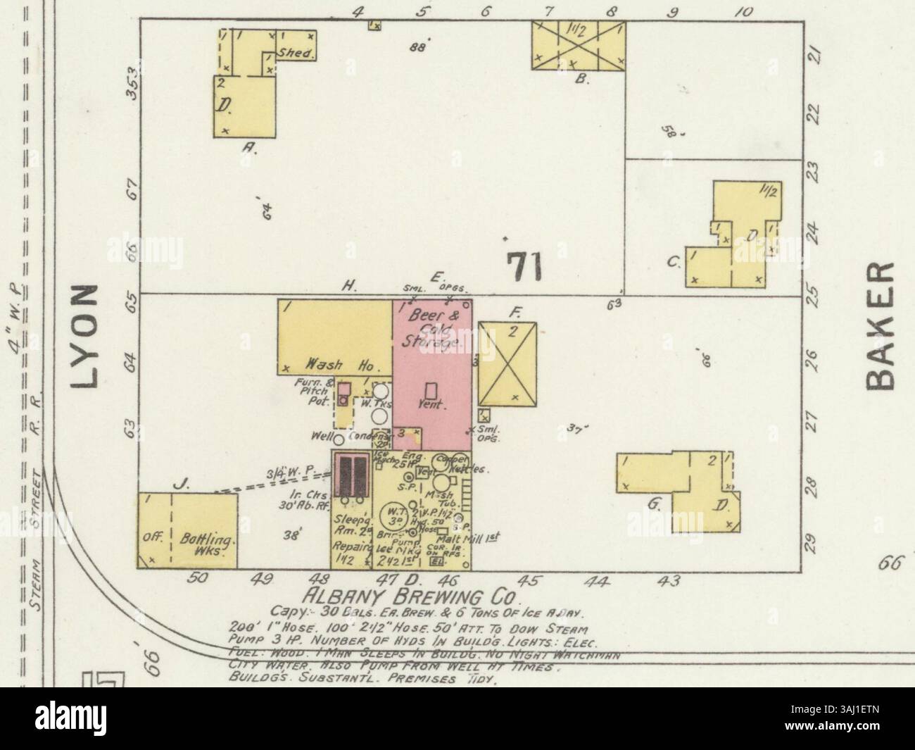 The 1895 Sanborn Fire Insurance map showcases the Albany Brewing ...