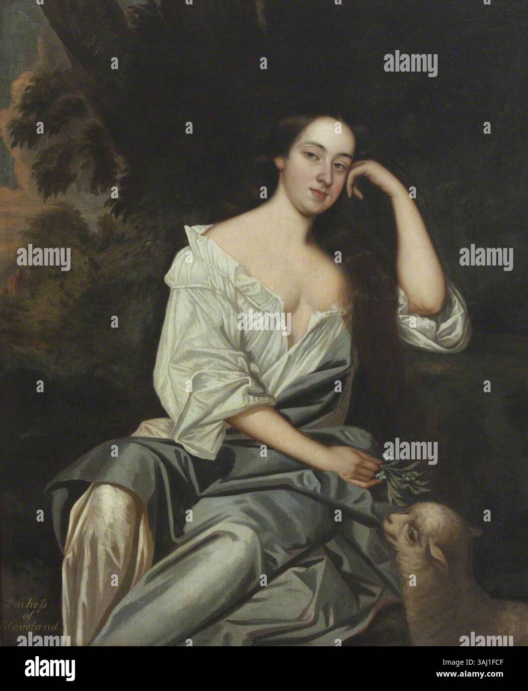 This portrait, in the style of Peter Lely, shows Barbara Villiers ...