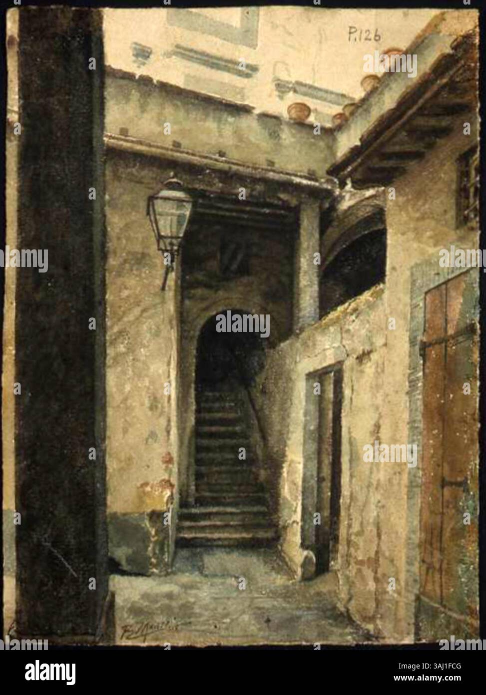 This 1880s artwork by Riccardo Meacci depicts a view of the Ghetto ...