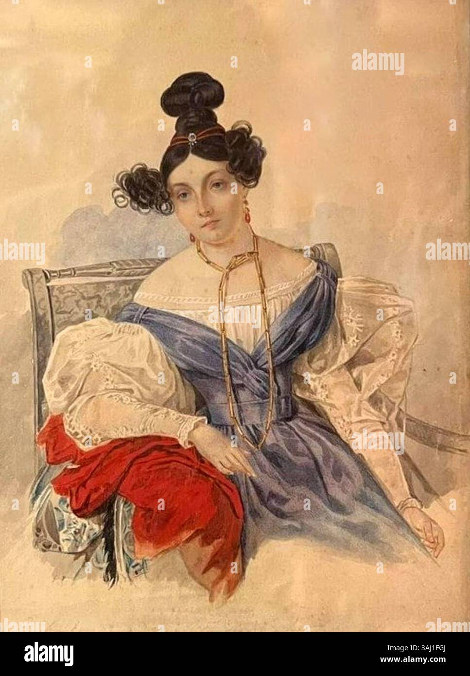 This 1830s portrait depicts Dolgorukova, née Malinovskaya, a noblewoman ...