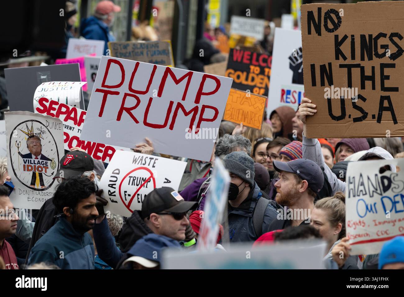 Large Hands Off demonstration against the Trump administration Stock ...