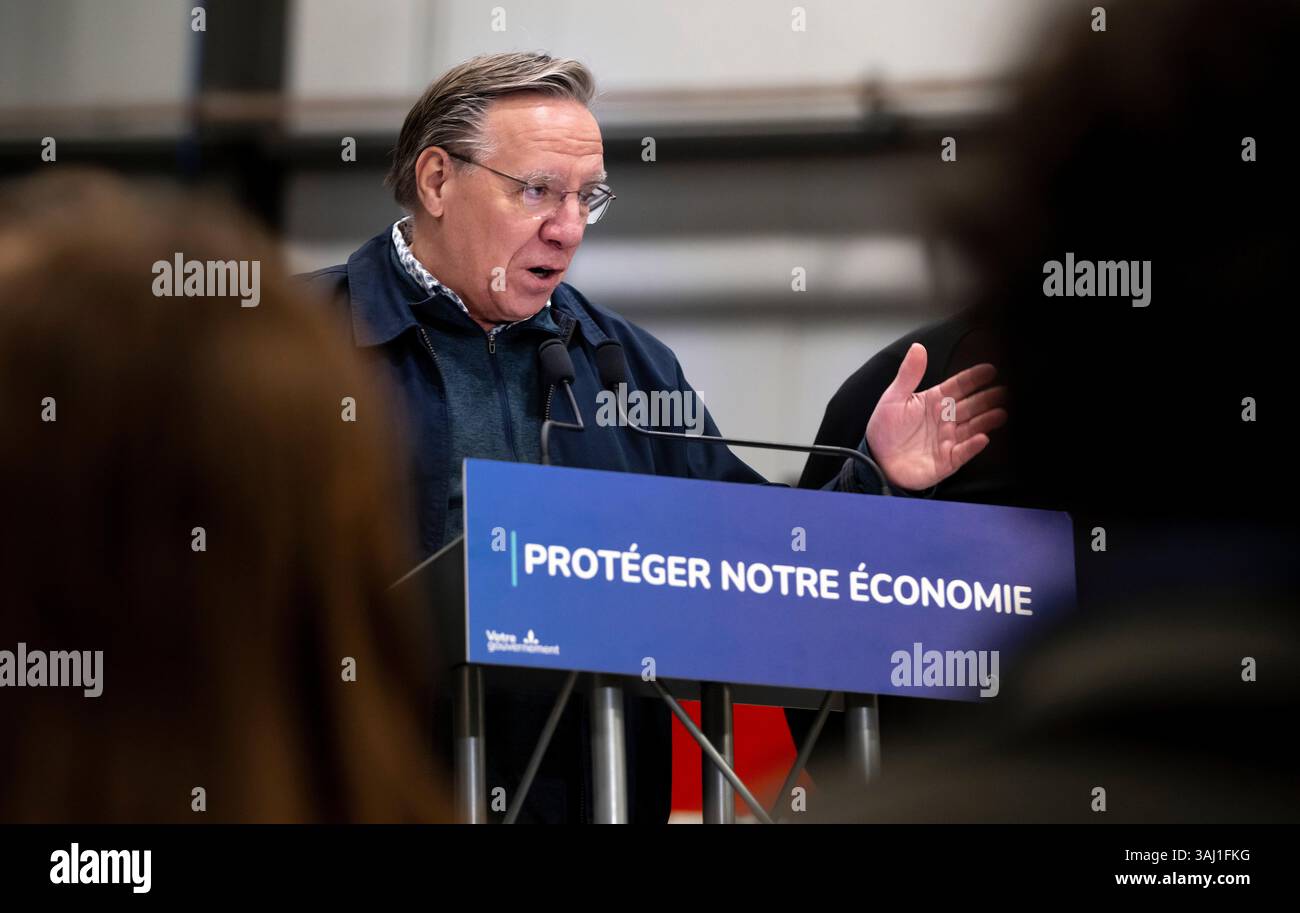Sherrington, Canada. 10th Apr, 2025. Quebec Premier Francois Legault ...