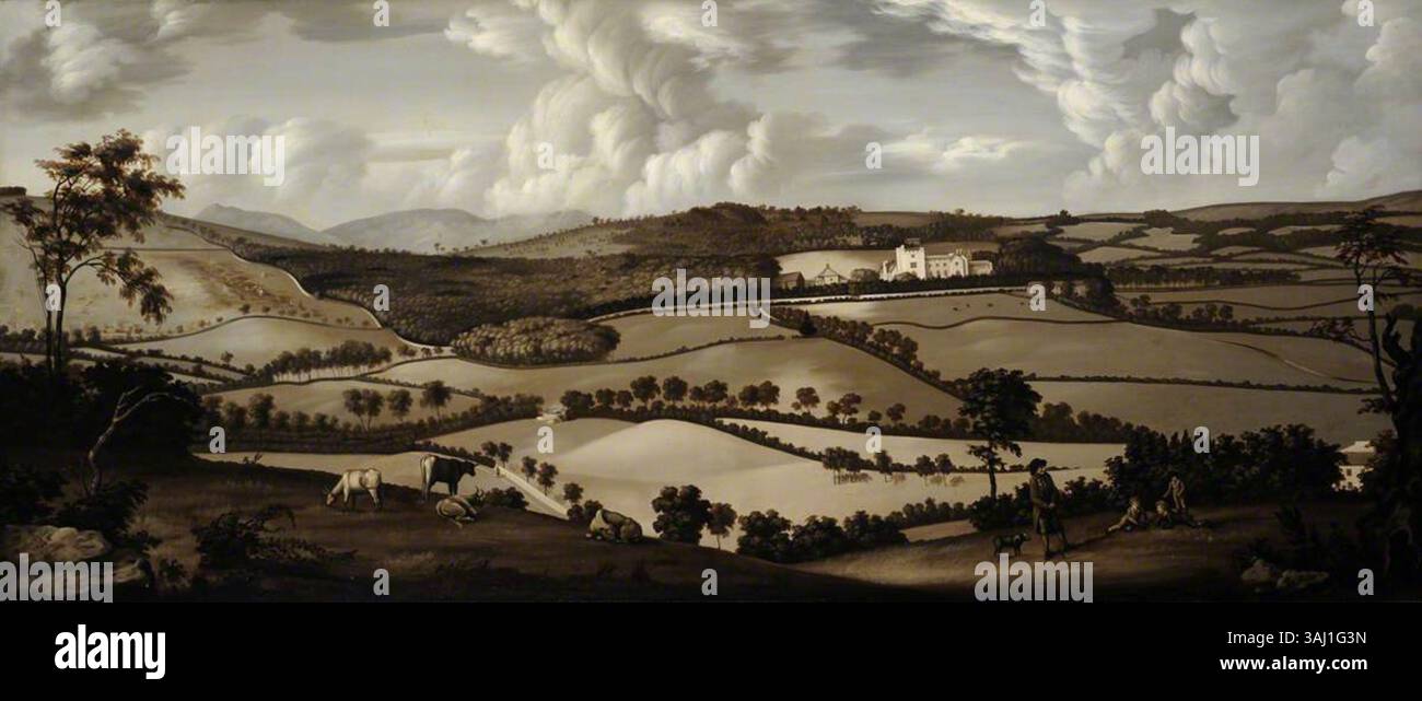 This landscape painting from 1805 depicts a distant view of Sizergh ...