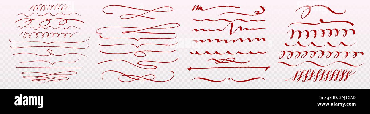 Hand drawn scribbles set isolated on transparent background. Vector ...