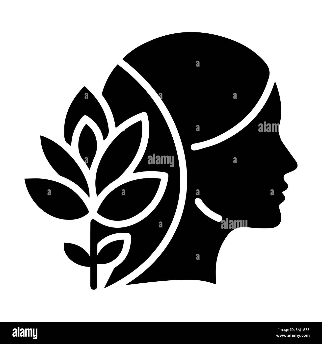 Elegant Woman Profile with Blooming Lotus Flower symbol of rejuvenation ...