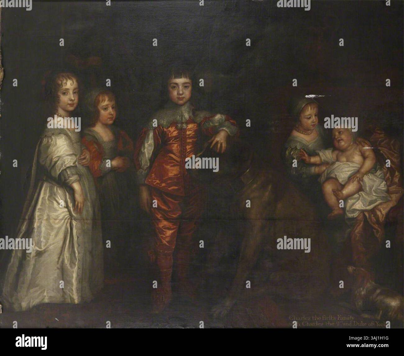 This painting, after Anthony van Dyck, portrays the five eldest ...