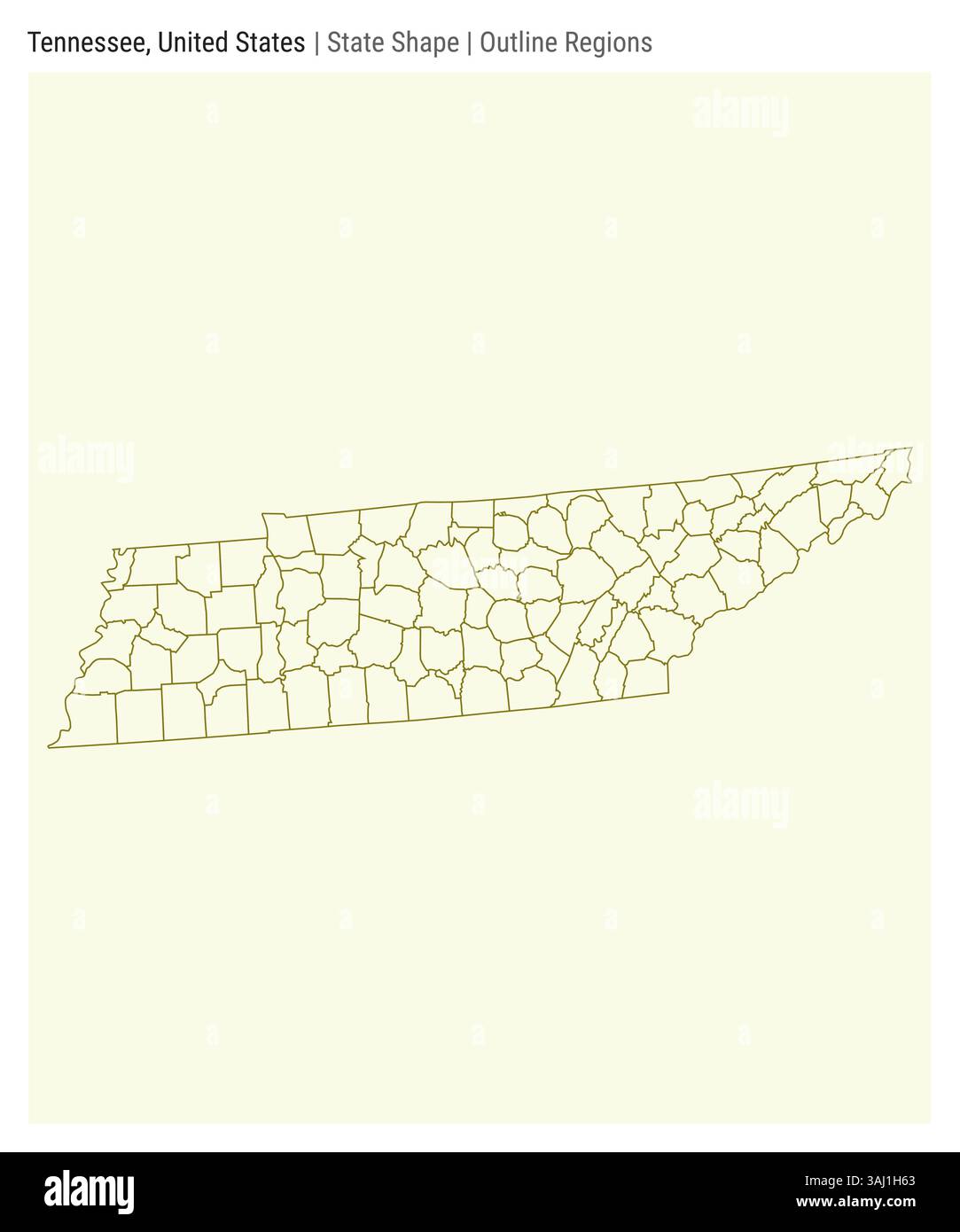 Tennessee, United States. Simple vector map. State shape. Outline ...