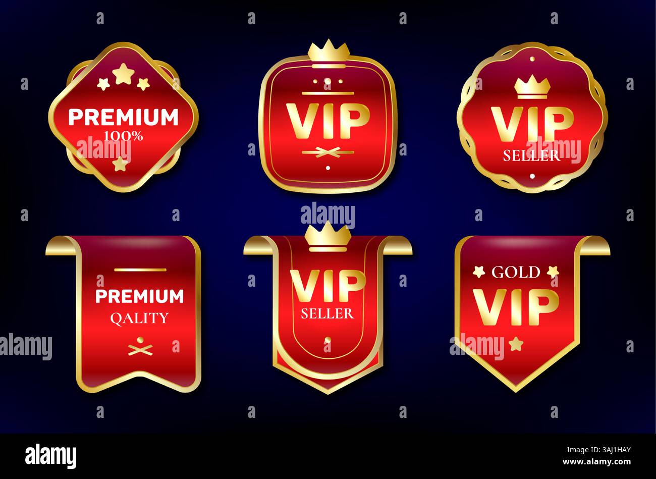 Premium VIP seller quality gold red ribbon seals badges - royal crown ...
