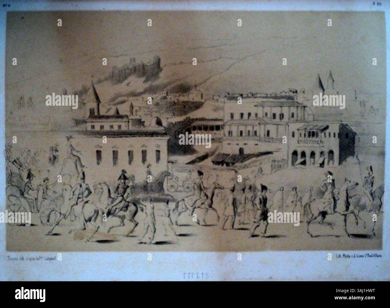 Lithograph of Tbilisi (Tiflis) from *Voyage en Perse* by Jean-Baptiste ...