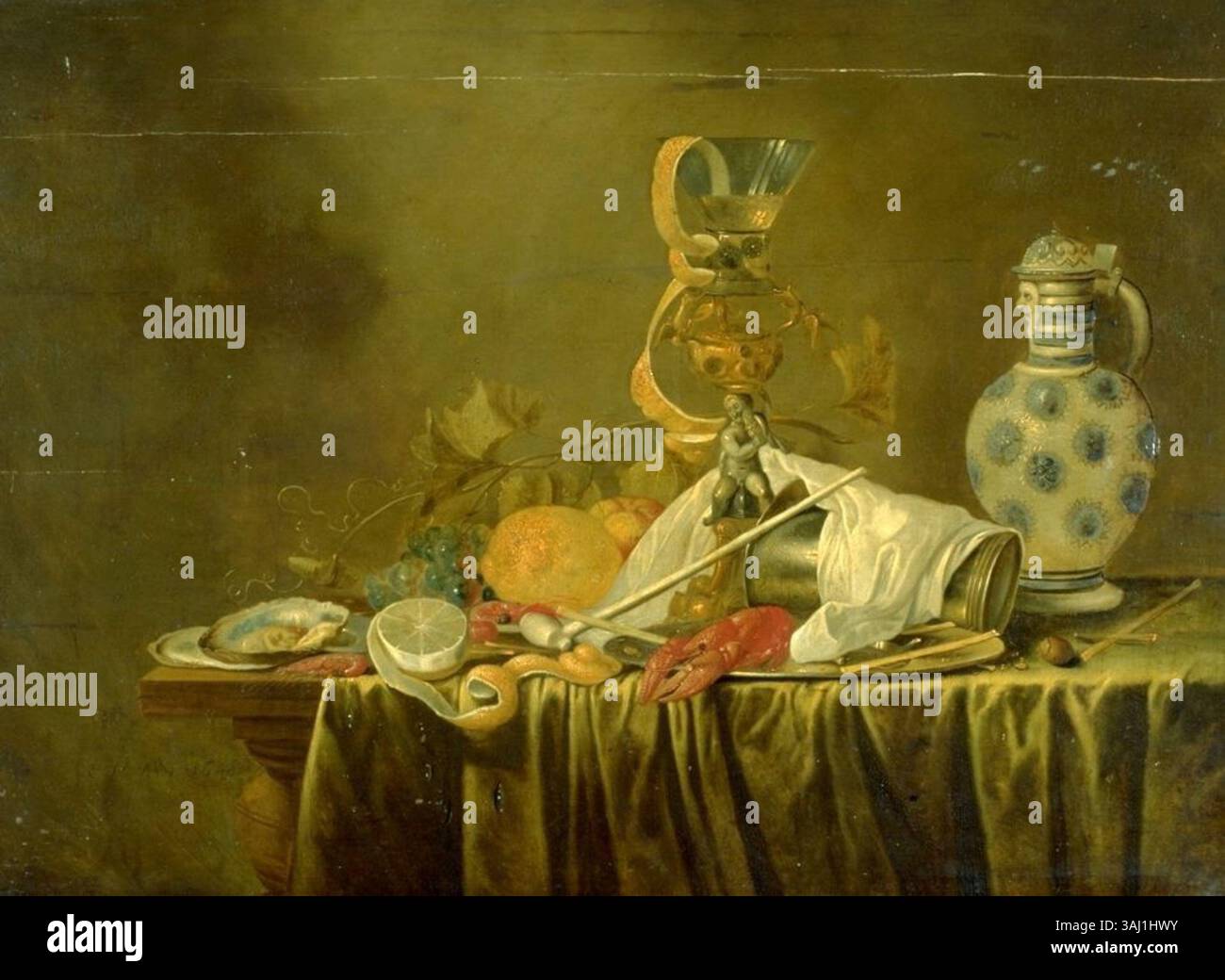 Cornelis Mahu’s still life, painted in 1648, features a wine glass and ...