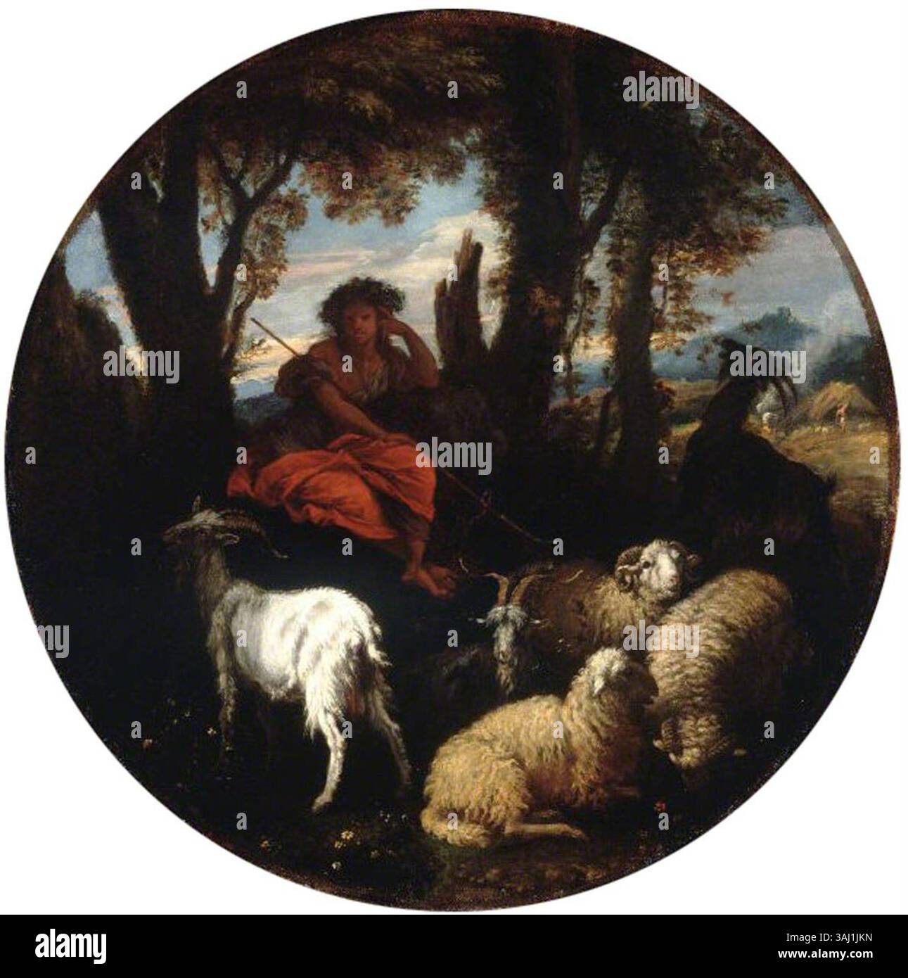 This oil on canvas painting, attributed to Pier Francesco Mola, depicts ...