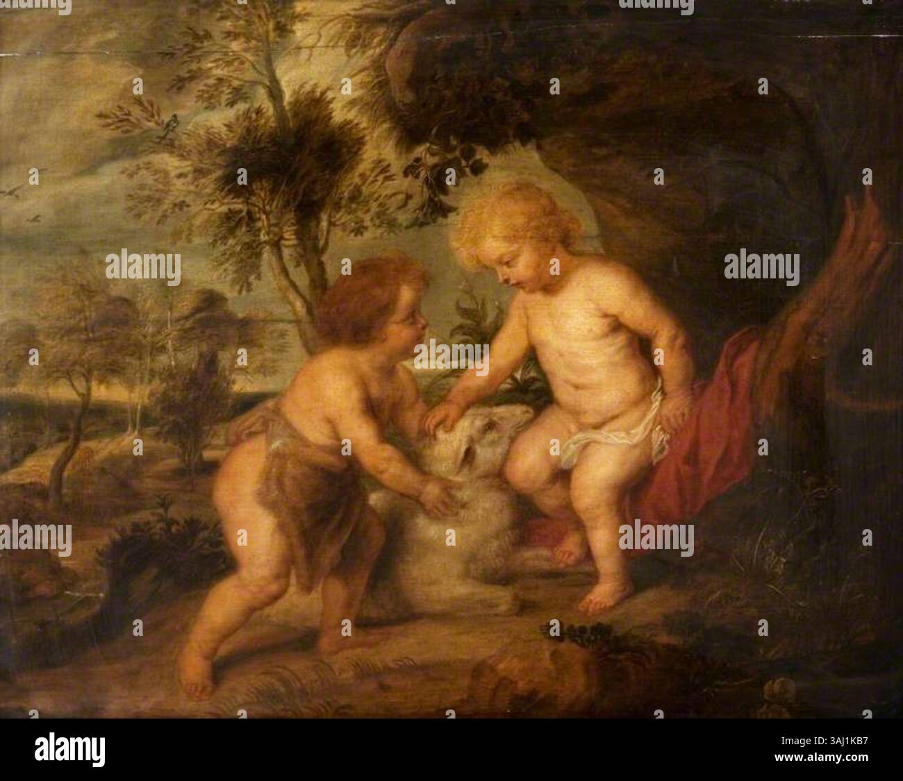 After Peter Paul Rubens, this 1640 painting depicts the Infant Christ and Saint John the Baptist ...