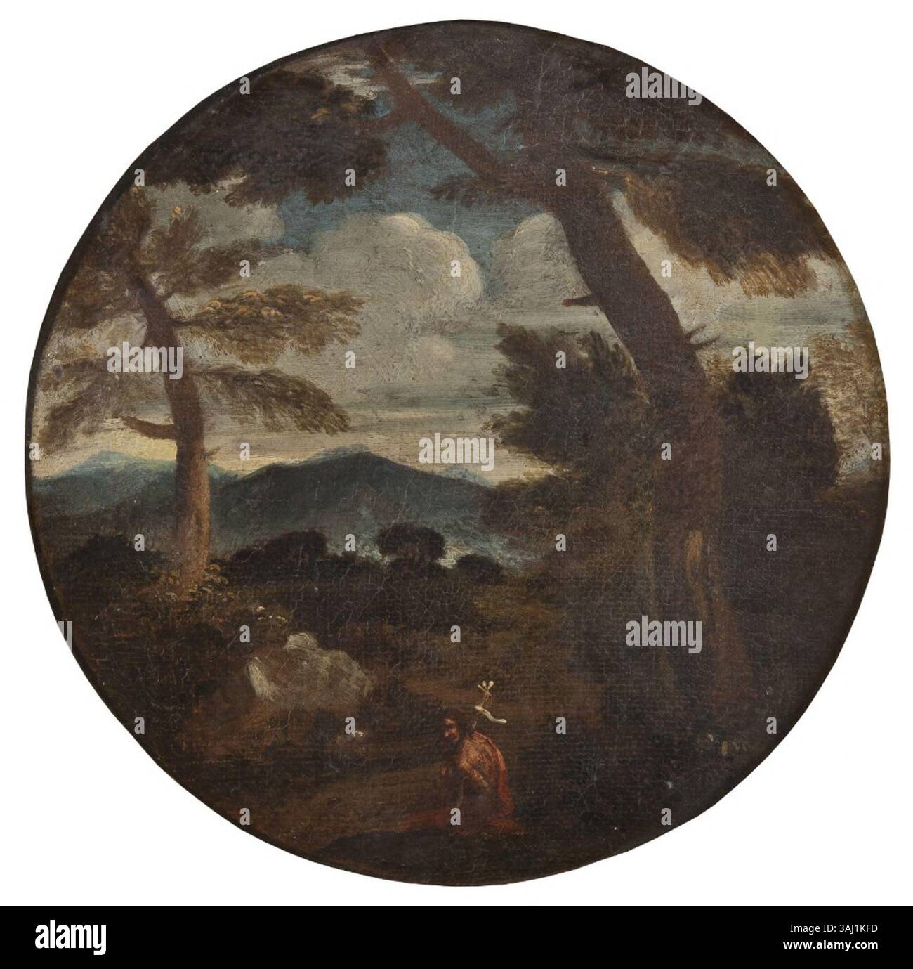 A landscape painting by Pier Francesco Mola, depicting John the Baptist ...