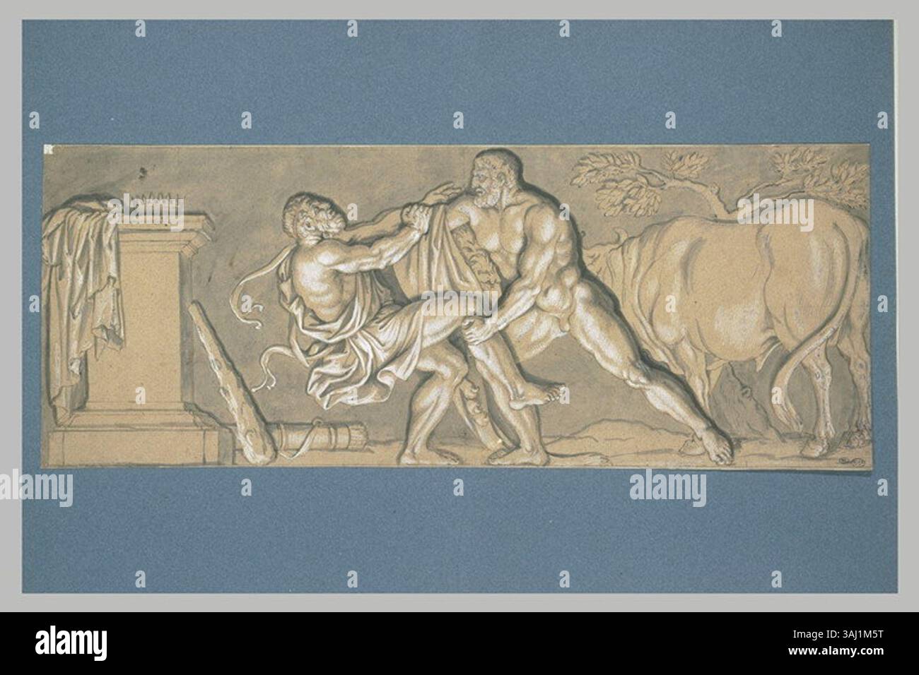 This 17th-century drawing, after Nicolas Poussin’s work, depicts the mythological scene of ...