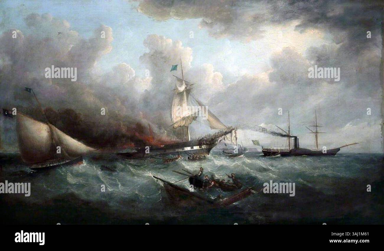 Henry Melling’s 19th-century painting depicts the wreck of the American ...