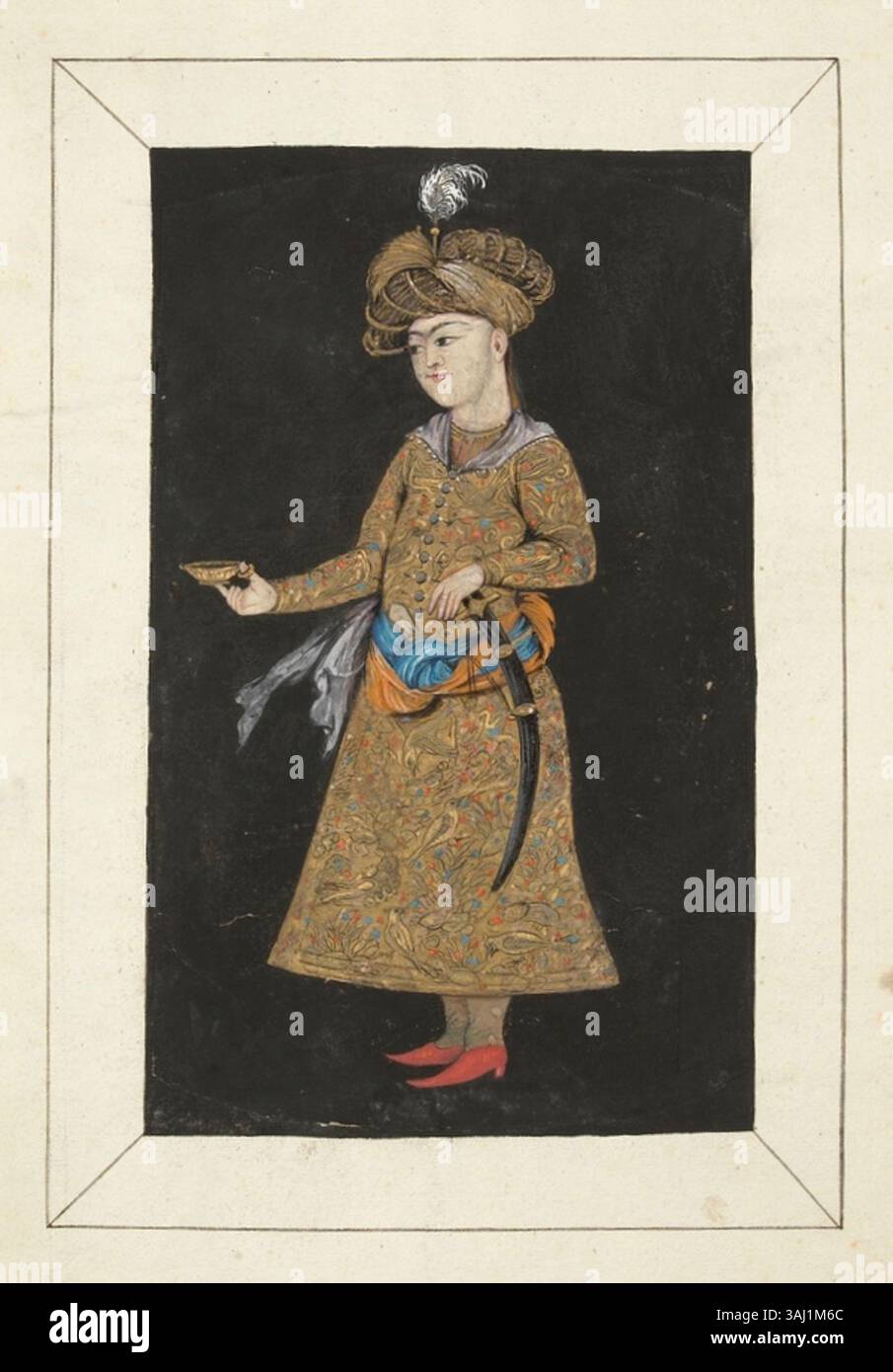 The drawing by Gesina ter Borch, 'Persian Youth,' depicts a young man ...
