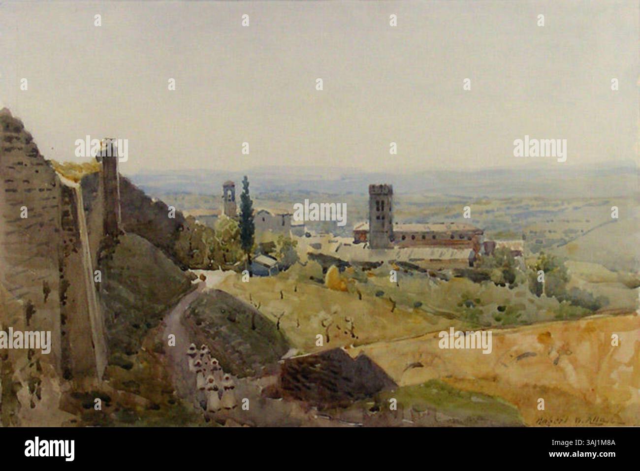 Robert Allan's 'Landscape - Perugia' (1908) is a watercolor painting of ...