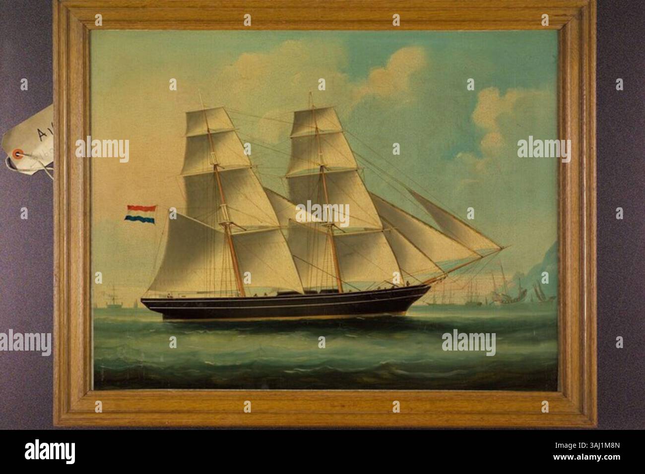 This circa 1850 oil on canvas painting portrays the brigantine ...