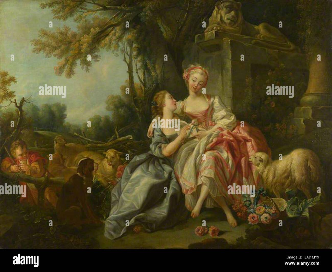 This 1754 painting, created in the studio of François Boucher, depicts ...