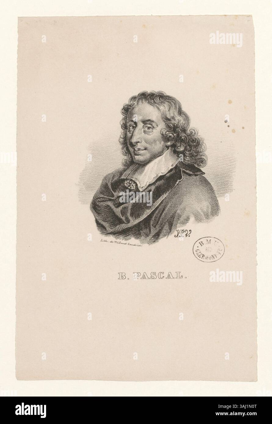 This lithograph from the Boyer collection depicts Blaise Pascal, a ...