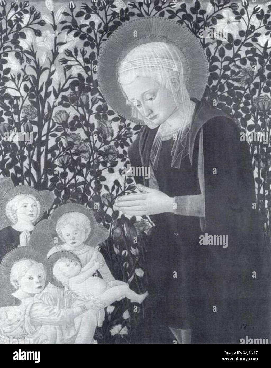 This late 15th-century painting attributed to Pseudo-Pier Francesco Fiorentino, titled 'Madonna ...