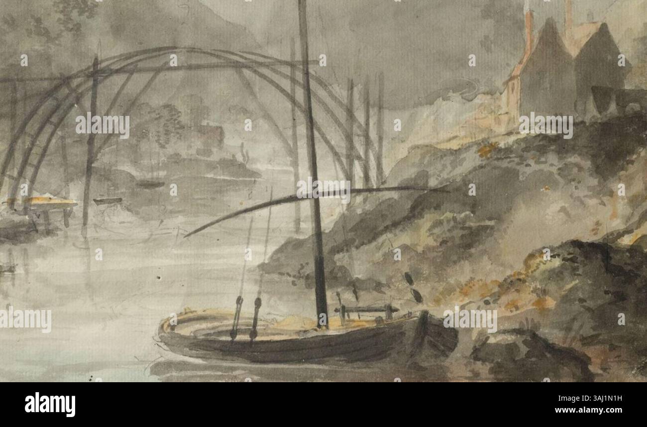 Elias Martin's painting of the Iron Bridge under construction, July ...