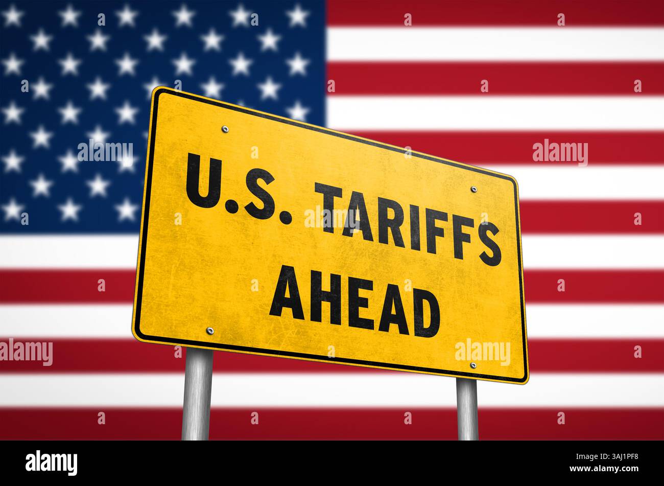 US Tariffs Ahead - traffic sign message Stock Photo - Alamy