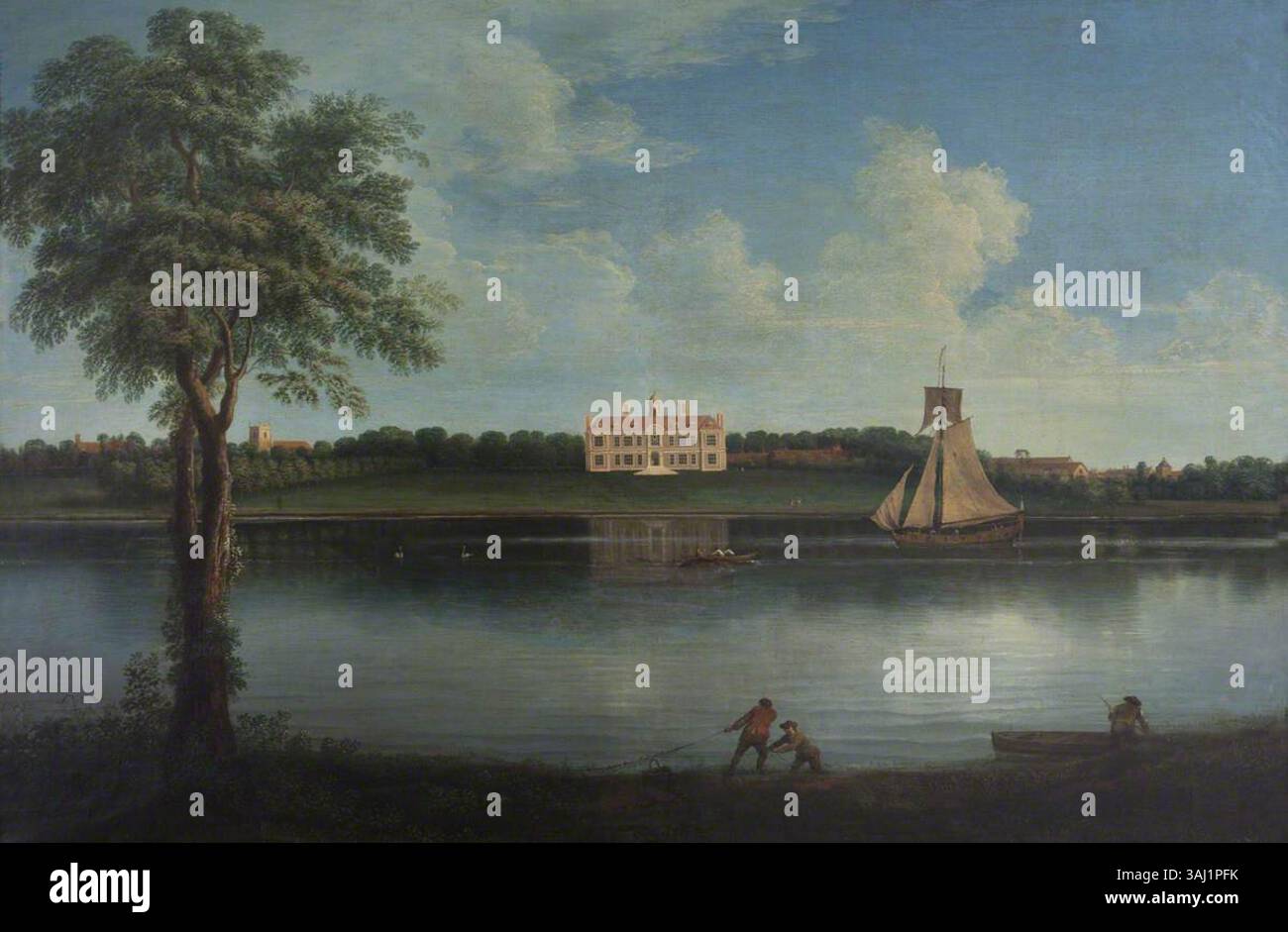 This landscape painting, titled 'Sudbury Hall from the South,' dates ...