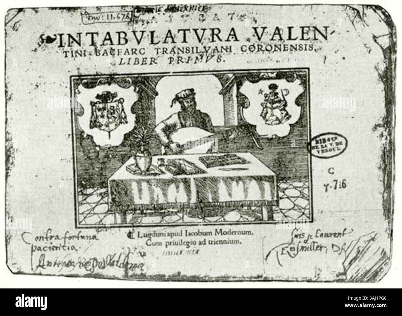 The cover page of the Lyon lute book by Bálint Bakfark, circa 1565, a ...