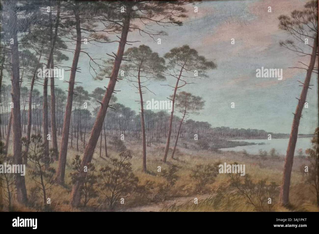 This landscape painting by Jean Henri Tayan features a serene, natural ...