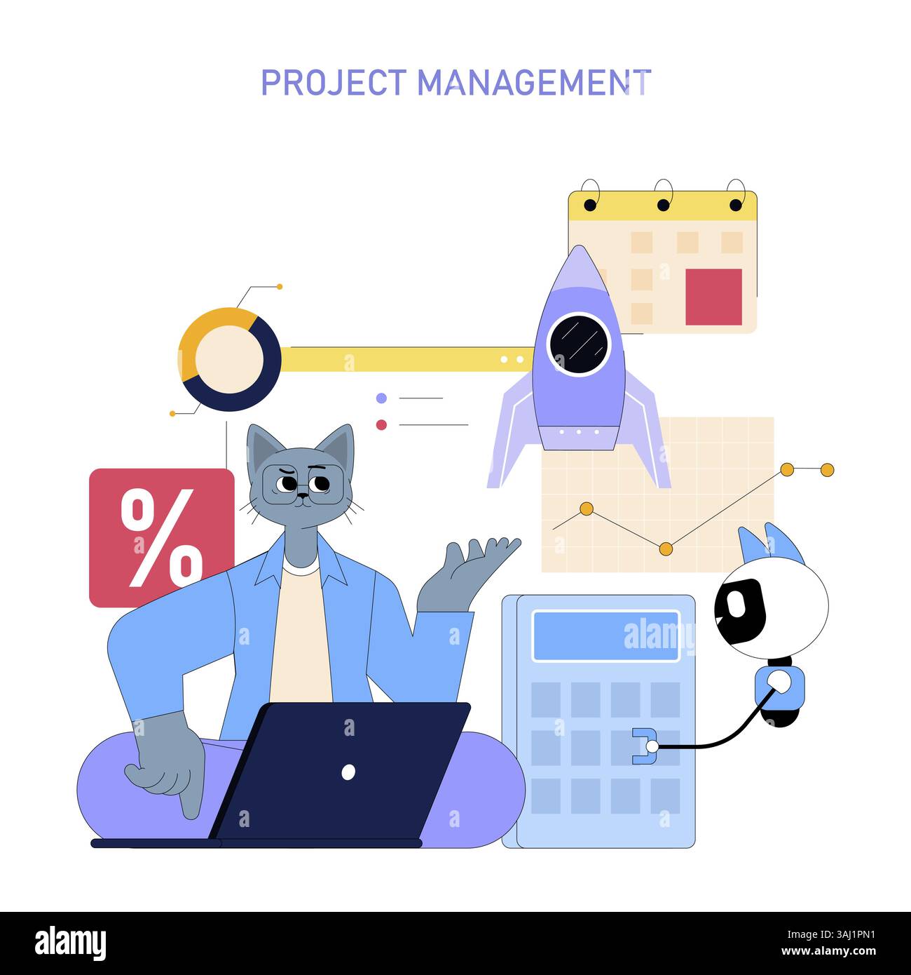 Project management illustration. A creative representation of project ...