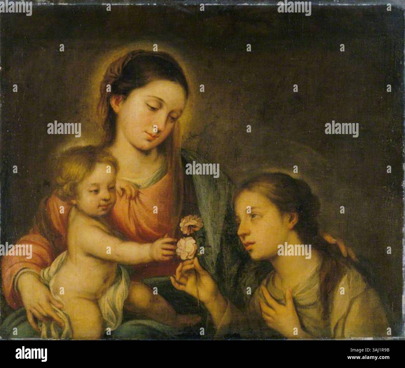 This religious oil painting, after Bartolomé Esteban Murillo, depicts ...