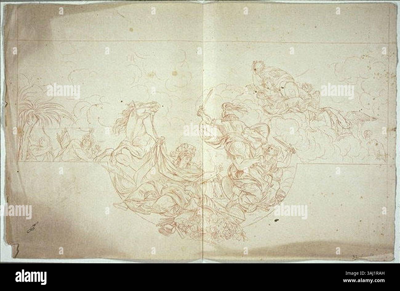 An anonymous 1680 drawing based on Charles Le Brun’s ceiling painting ...