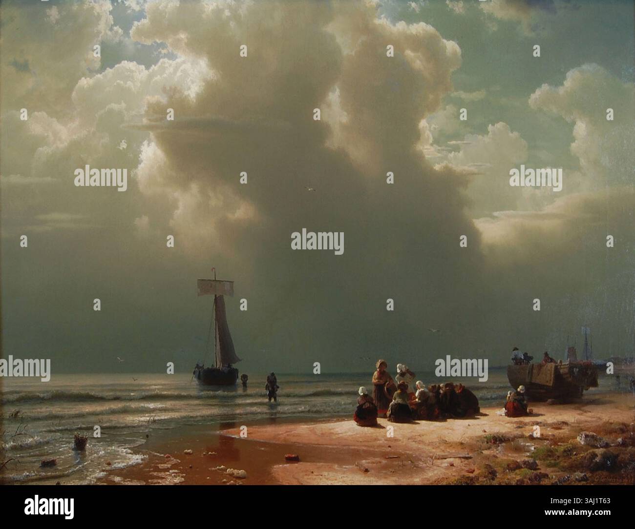 This 1851 oil painting by Andreas Achenbach depicts the beach at ...