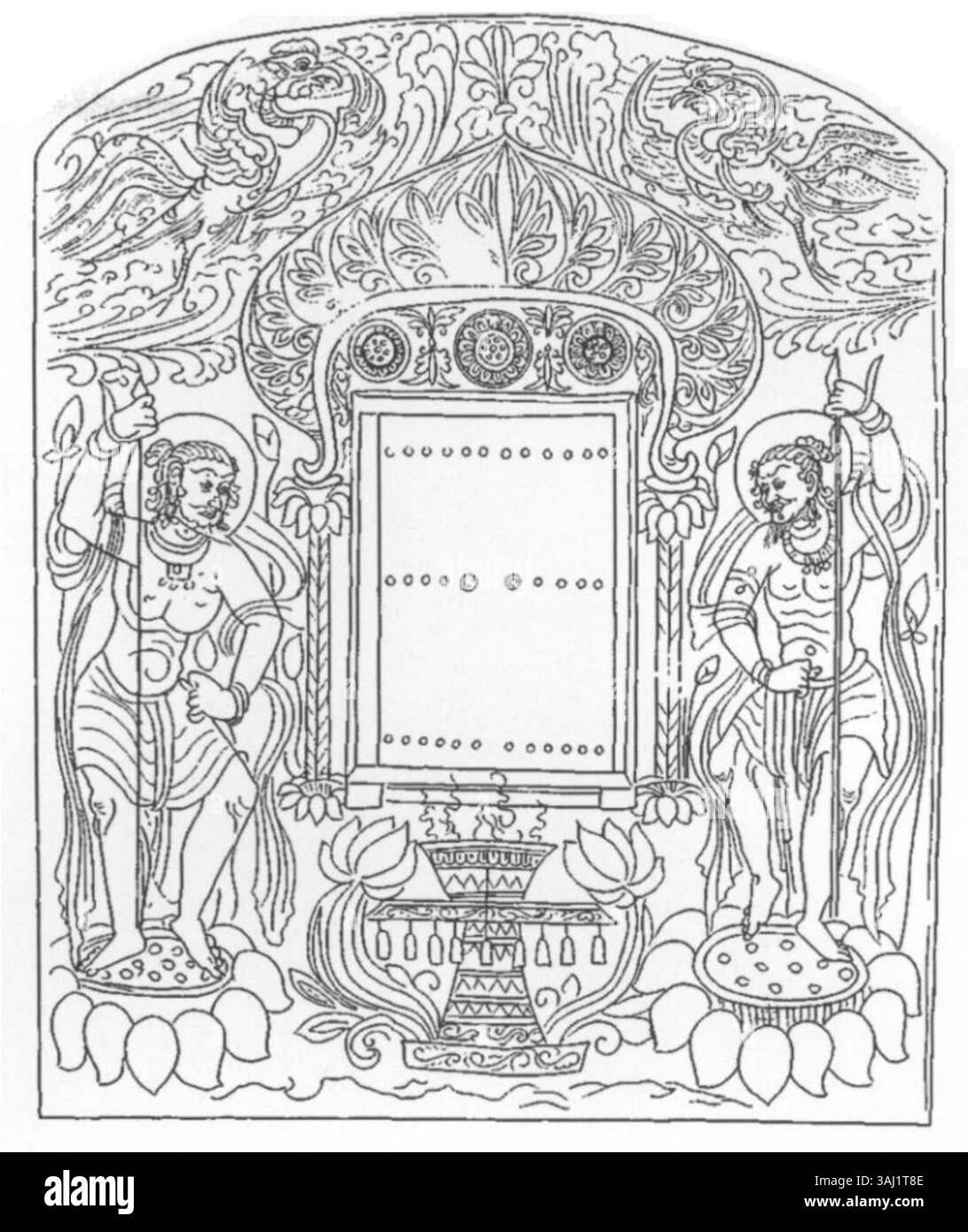 A 5th-century line drawing of the entrance to Li Dan's tomb in China ...