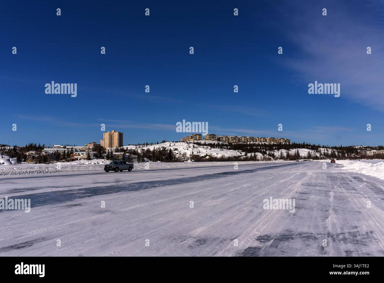 The Dettah Ice Road in Yellowknife, Northwest Territories, Canada Stock ...