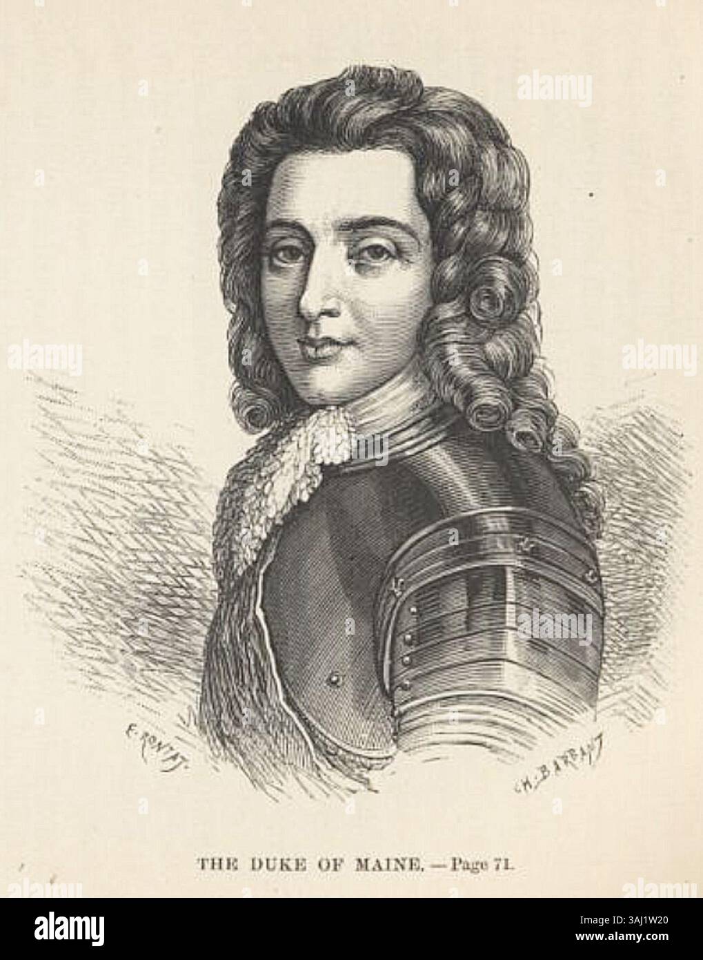 Engraving of Louis-Auguste, Duke of Maine (1670-1736), the son of Louis ...