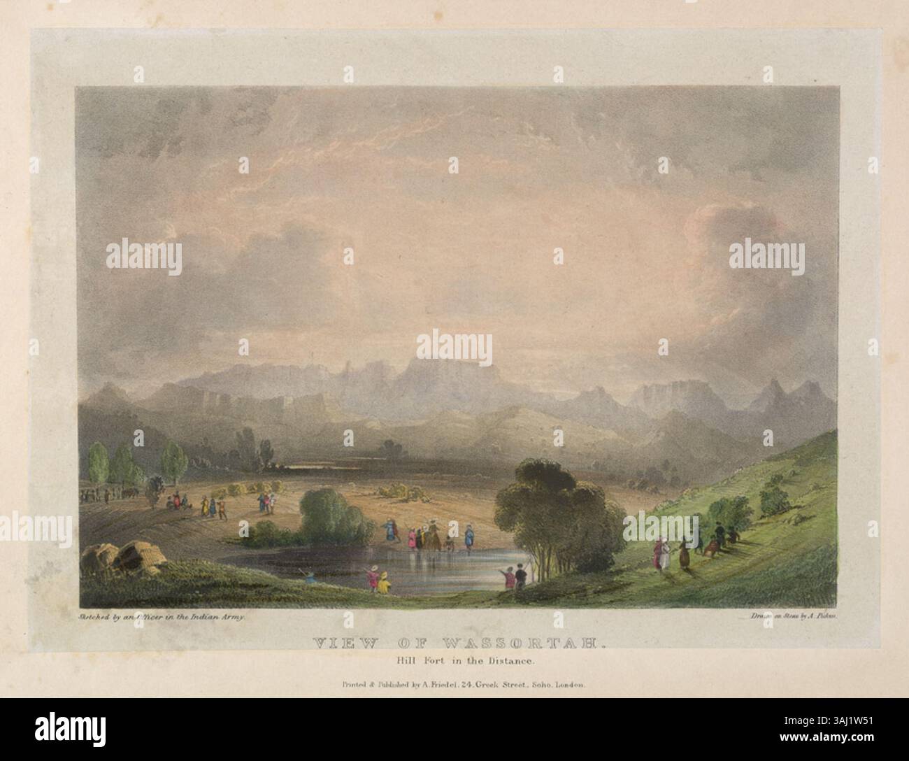 This 1833 lithograph by Andrew Picken portrays a view of Wassortah ...